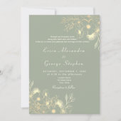 Vintage Sage Green All in One Wedding Invitation | Zazzle