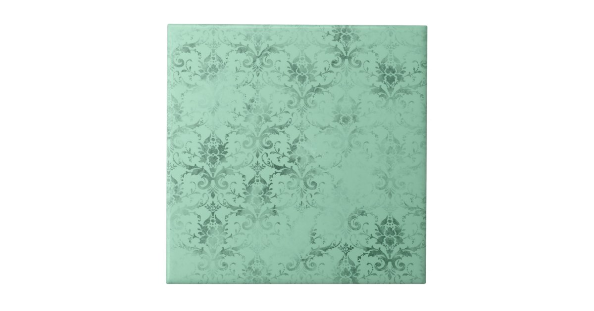 Vintage Sage Green Pattern Ceramic Tile | Zazzle