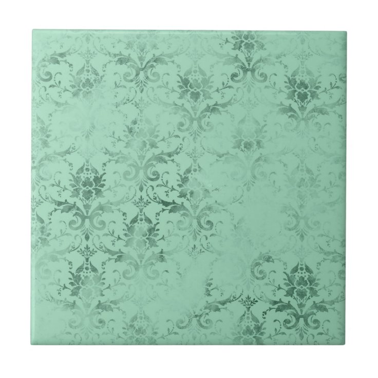 Vintage Sage Green Pattern Ceramic Tile | Zazzle
