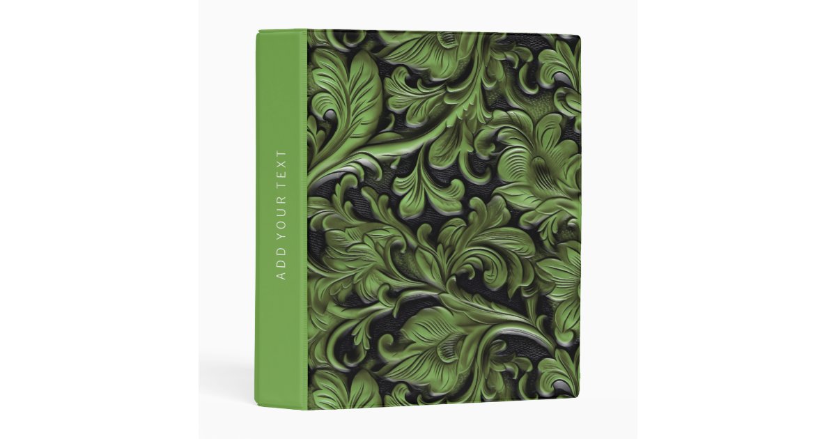 Vintage sage green tooled leather mini binder | Zazzle