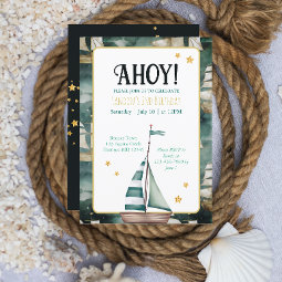 Vintage Sail Boat Nautical Birthday Invitation | Zazzle