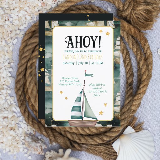 Vintage Sail Boat Nautical Birthday Invitation | Zazzle
