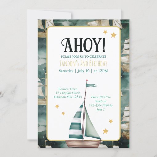 Vintage Sail Boat Nautical Birthday Invitation | Zazzle