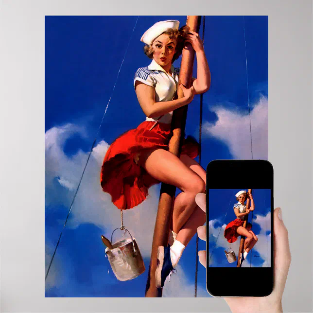 Vintage Sail Boat Sailing Pin Up Girl Poster Zazzle