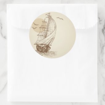 Vintage sailboat classic round sticker | Zazzle