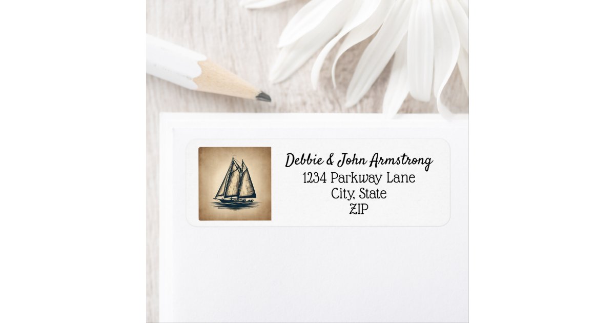 Vintage Sailboat Sailor Nautical Return Address Label | Zazzle