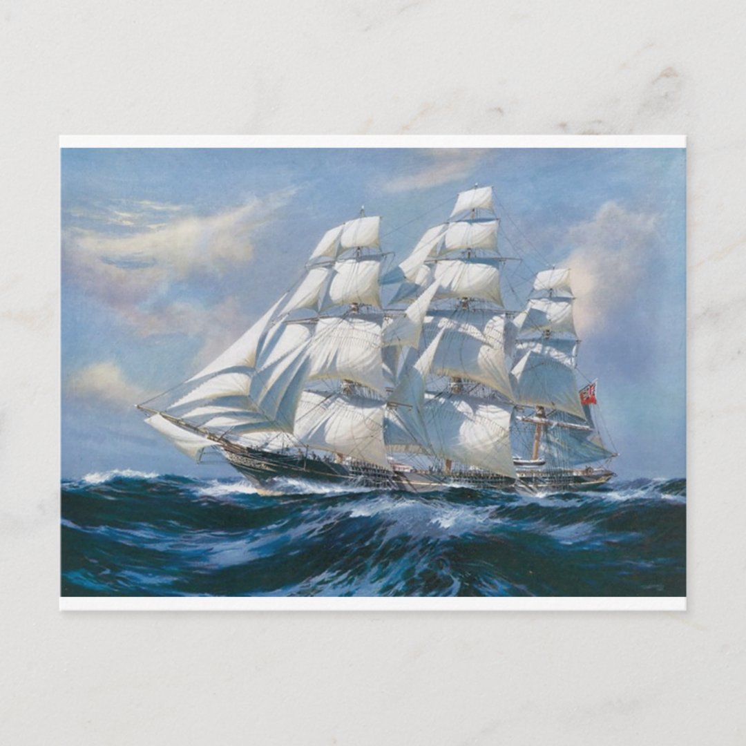 Vintage Sailing Ship Postcard | Zazzle