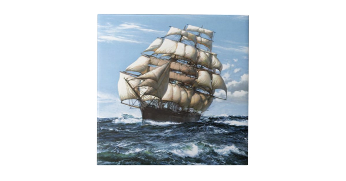 Vintage Sailing ships Ceramic Tile | Zazzle