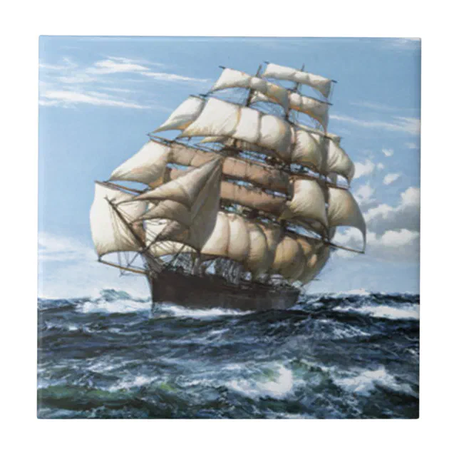 Vintage Sailing ships Ceramic Tile | Zazzle