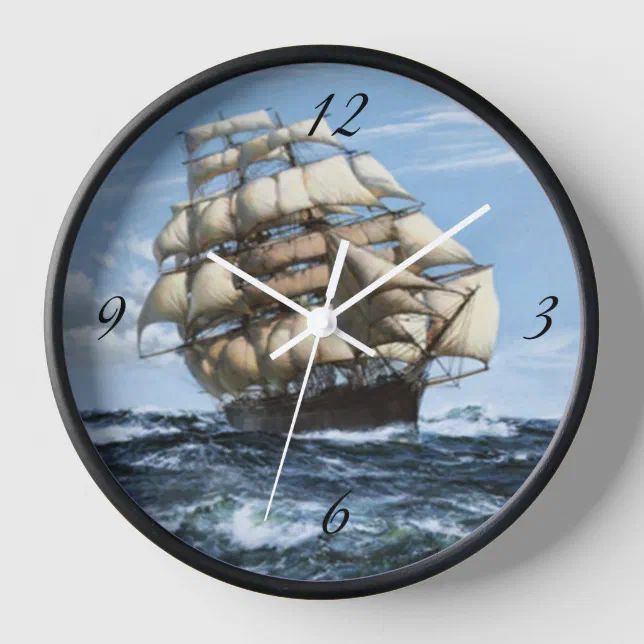 Vintage Sailing ships Clock | Zazzle