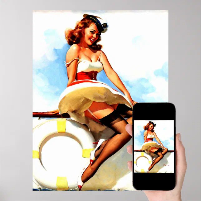 Vintage Sailor Nautical Pin up Girl Poster | Zazzle