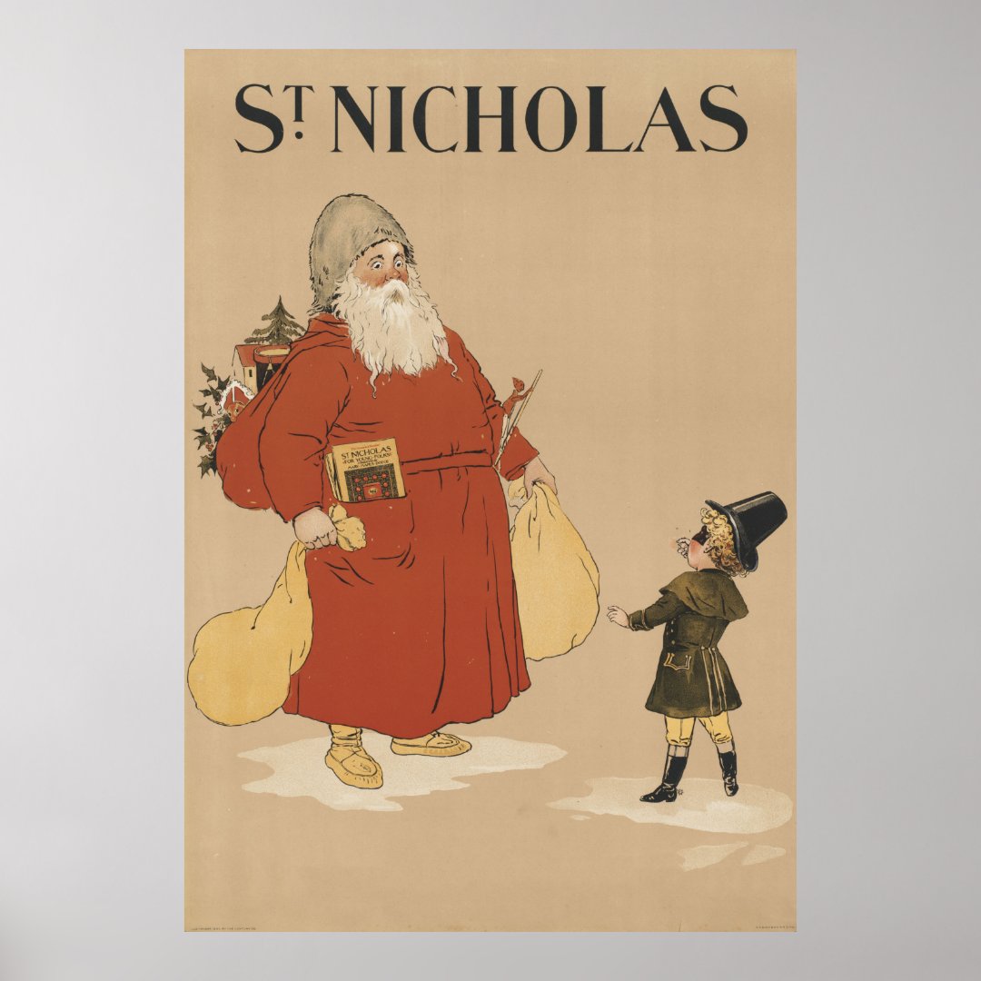 Vintage Saint Nicholas Illustration (1895) Poster | Zazzle