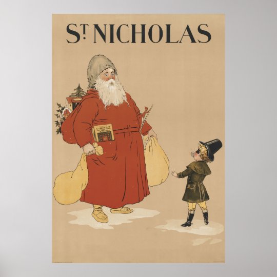Vintage Saint Nicholas Illustration (1895) Poster | Zazzle.com