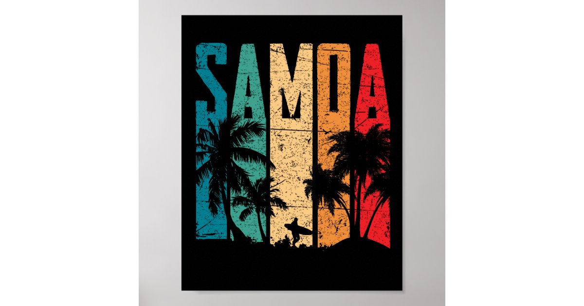 Vintage Samoa Beach Sunset Samoan Poster | Zazzle