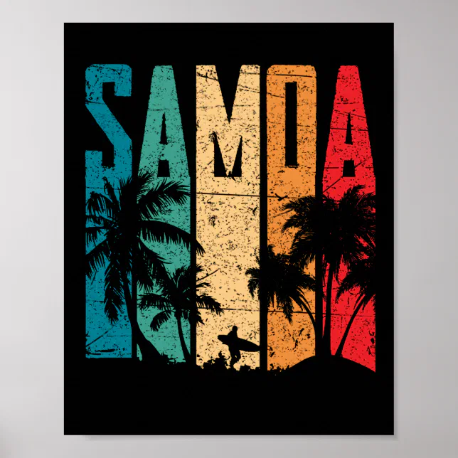 Vintage Samoa Beach Sunset Samoan Poster | Zazzle