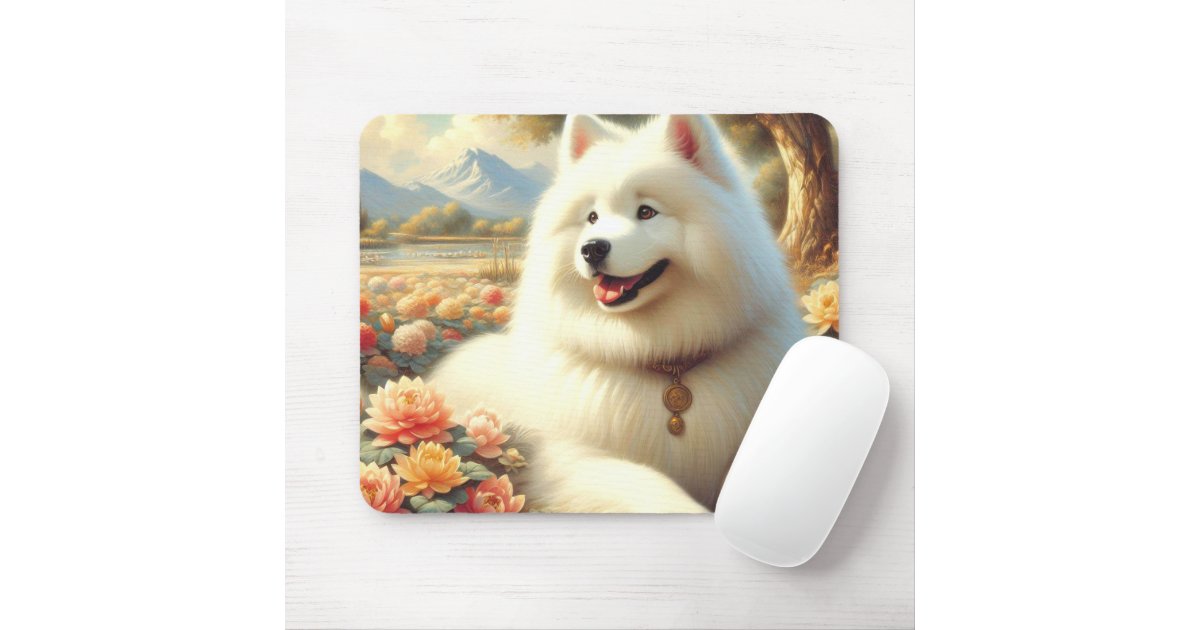 Vintage Samoyed Dog Painting Mouse Pad | Zazzle