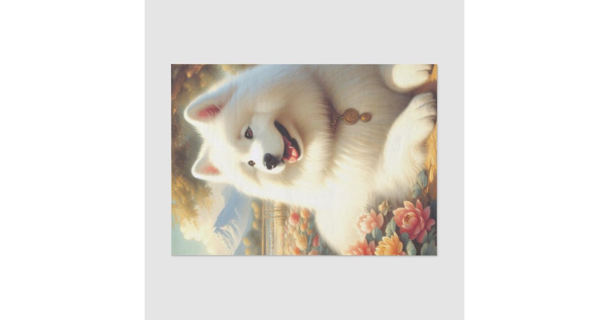 Vintage Samoyed Dog Painting Tissue Paper | Zazzle