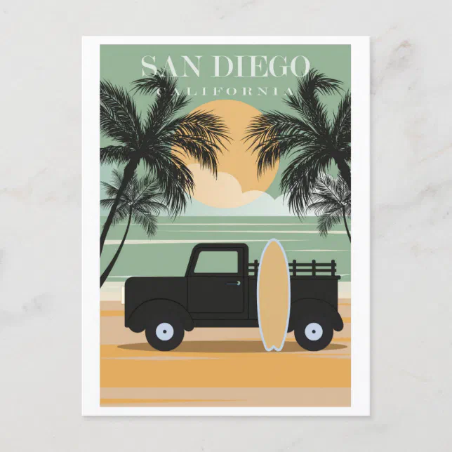 Vintage San Diego California Beach Travel Postcard | Zazzle