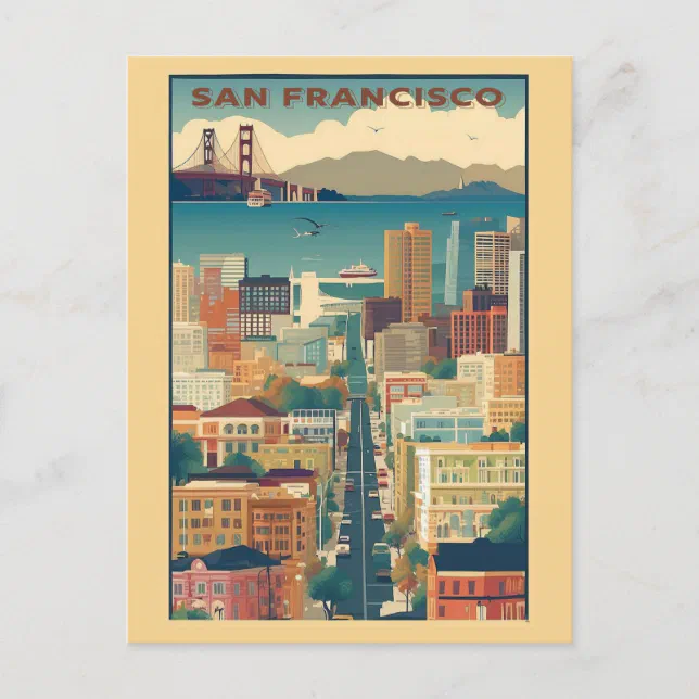 Vintage San Francisco California City Skyline Postcard | Zazzle