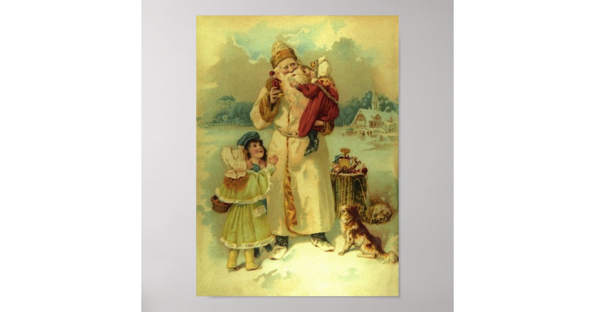 Vintage Santa - 1890s Poster | Zazzle