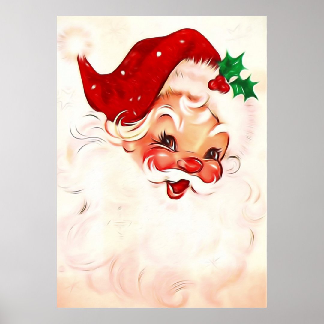 Vintage Santa 4 Poster | Zazzle