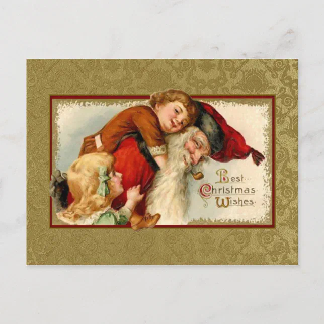 Vintage Santa and Children Holiday Postcard | Zazzle