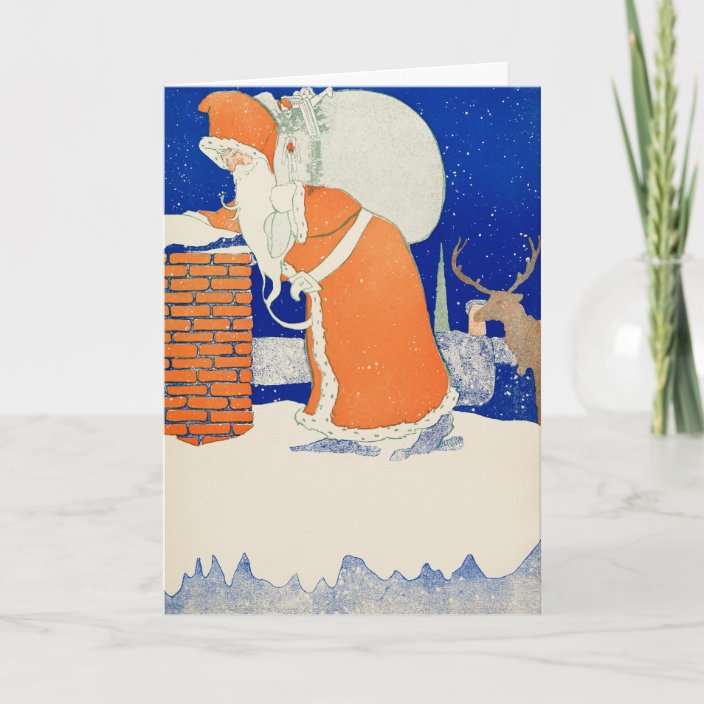 Vintage Santa Art Christmas Card | Zazzle.com
