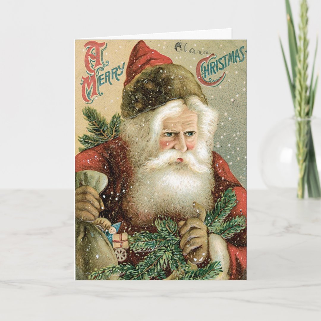 Vintage Santa Christmas Card | Zazzle
