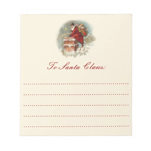 Vintage Santa Claus at the Chimney Christmas Notepad | Zazzle