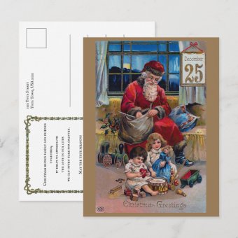Vintage Santa Claus, Children and Gifts Postcard | Zazzle