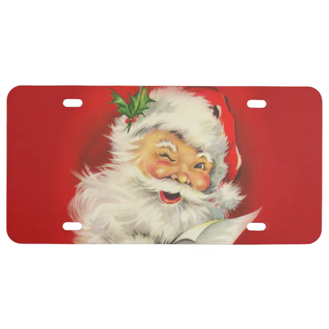 Vintage Santa Claus Christmas License Plate | Zazzle