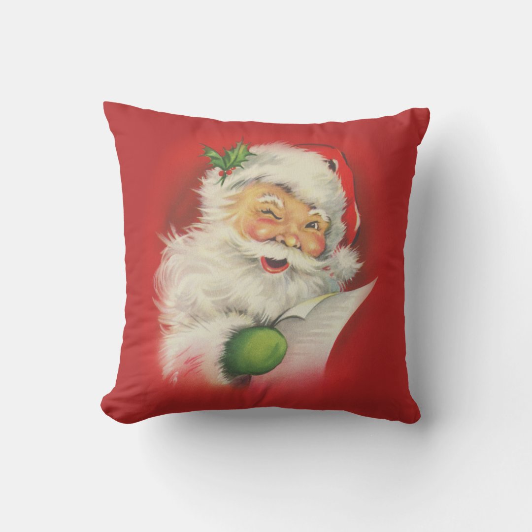 Vintage Santa Claus Christmas Outdoor Pillow | Zazzle
