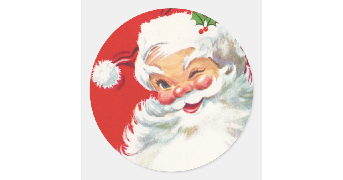 Vintage Santa Claus Christmas sticker | Zazzle