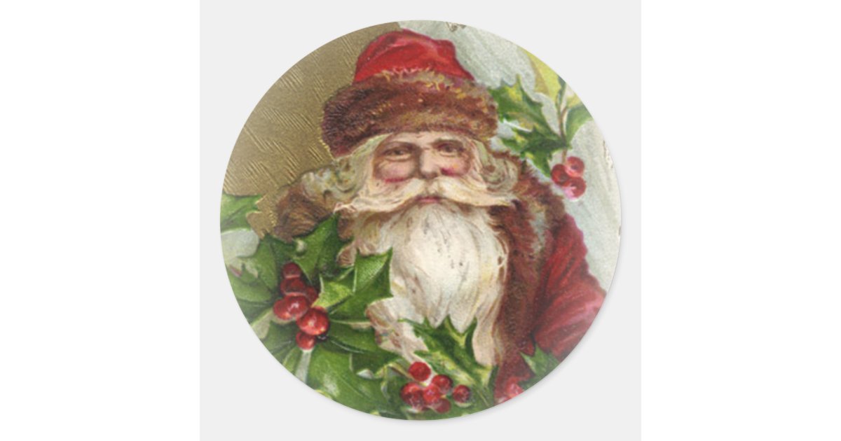 Vintage Santa Claus Christmas Stickers | Zazzle