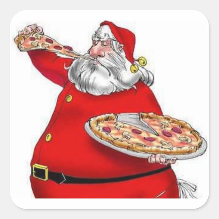 Vintage Santa Claus Eating Pizza Square Sticker | Zazzle