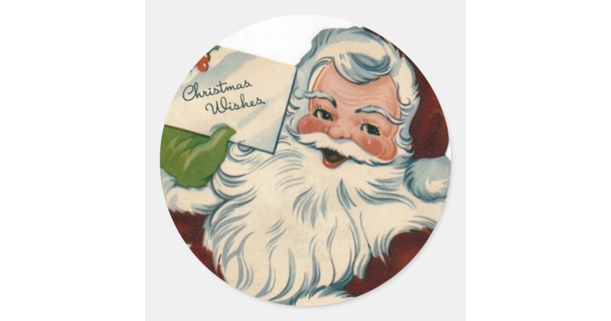 Vintage Santa Claus Face Gifts Classic Round Sticker | Zazzle
