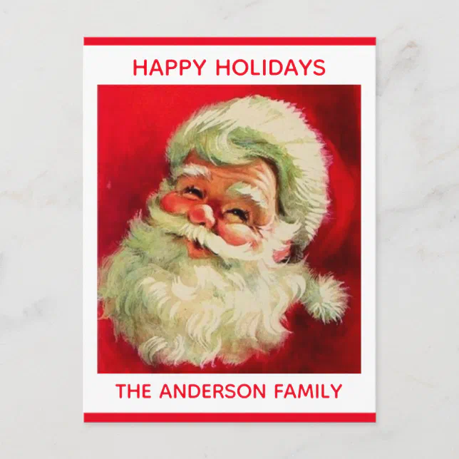 Vintage Santa Claus Face Personalized Custom Holiday Postcard | Zazzle