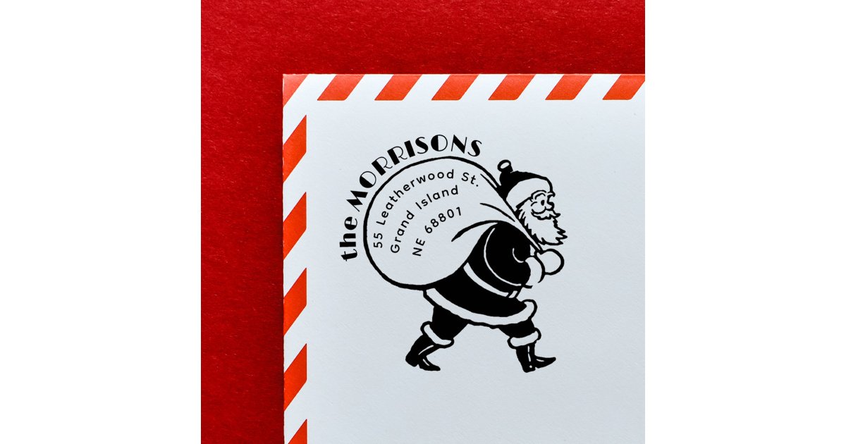 Vintage Santa Claus Family Holiday Return Address Self-inking Stamp ...