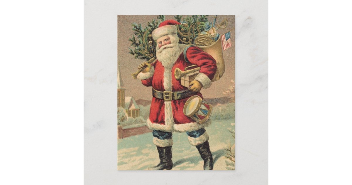 Vintage Santa Claus Holiday Postcard | Zazzle