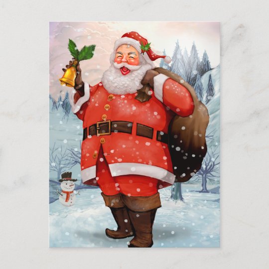 Vintage Santa Claus In The Snow Holiday Postcard | Zazzle.com
