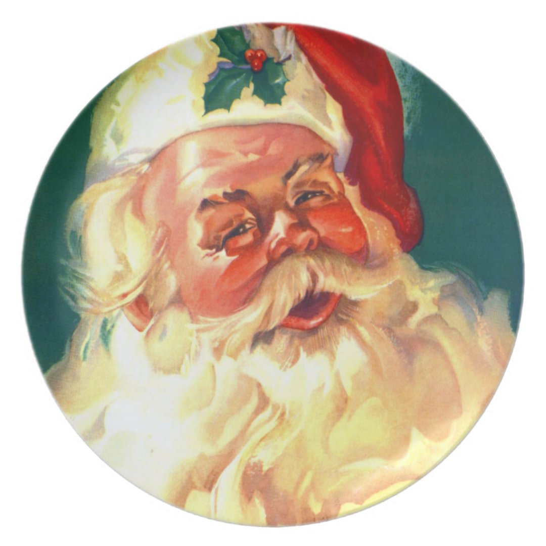 Vintage Santa Claus Plate for Cookies Christmas | Zazzle