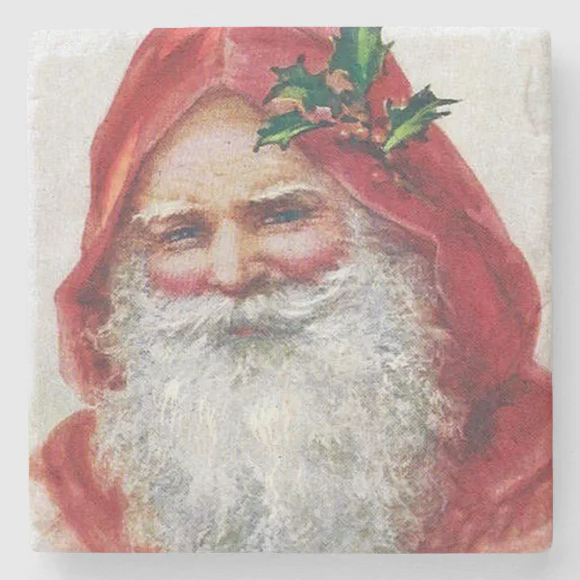 Vintage Santa Claus Portrait Christmas Stone Coaster | Zazzle