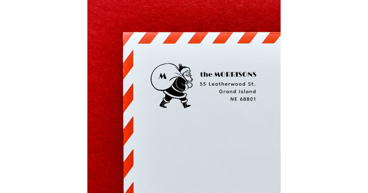 Vintage Santa Claus Retro Family Return Address Self-inking Stamp | Zazzle