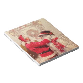 Vintage Santa Claus Snowman Christmas Festive Notepad | Zazzle