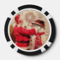 Vintage Santa Claus Snowman Winter Christmas Poker Chips | Zazzle