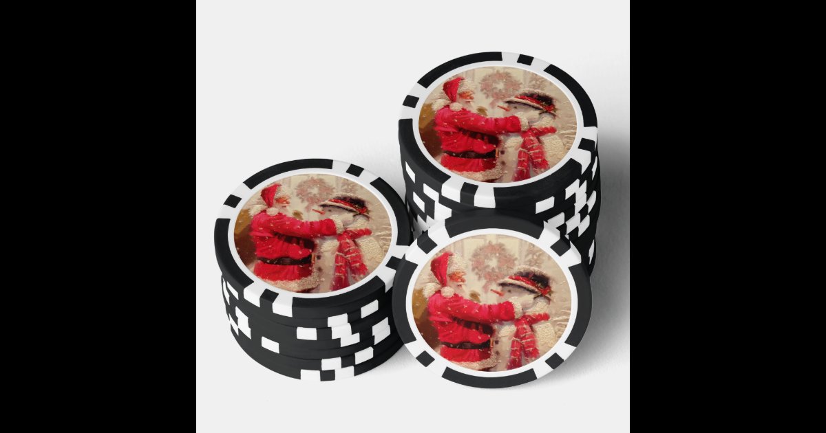 Vintage Santa Claus Snowman Winter Christmas Poker Chips | Zazzle