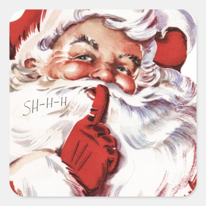 Vintage Santa Claus Square Sticker | Zazzle.com