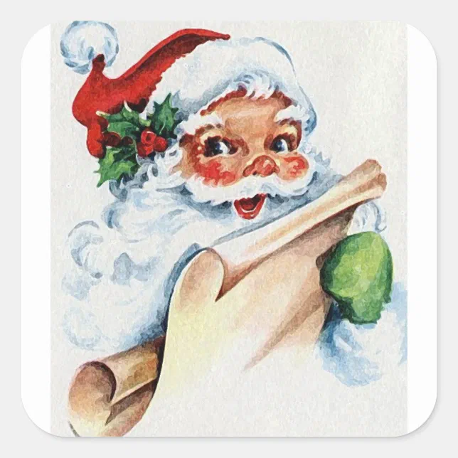 Vintage Santa Claus Square Sticker | Zazzle