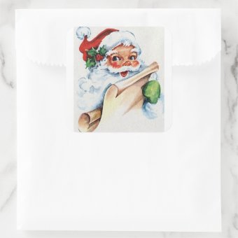Vintage Santa Claus Square Sticker | Zazzle