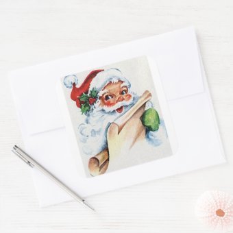 Vintage Santa Claus Square Sticker | Zazzle